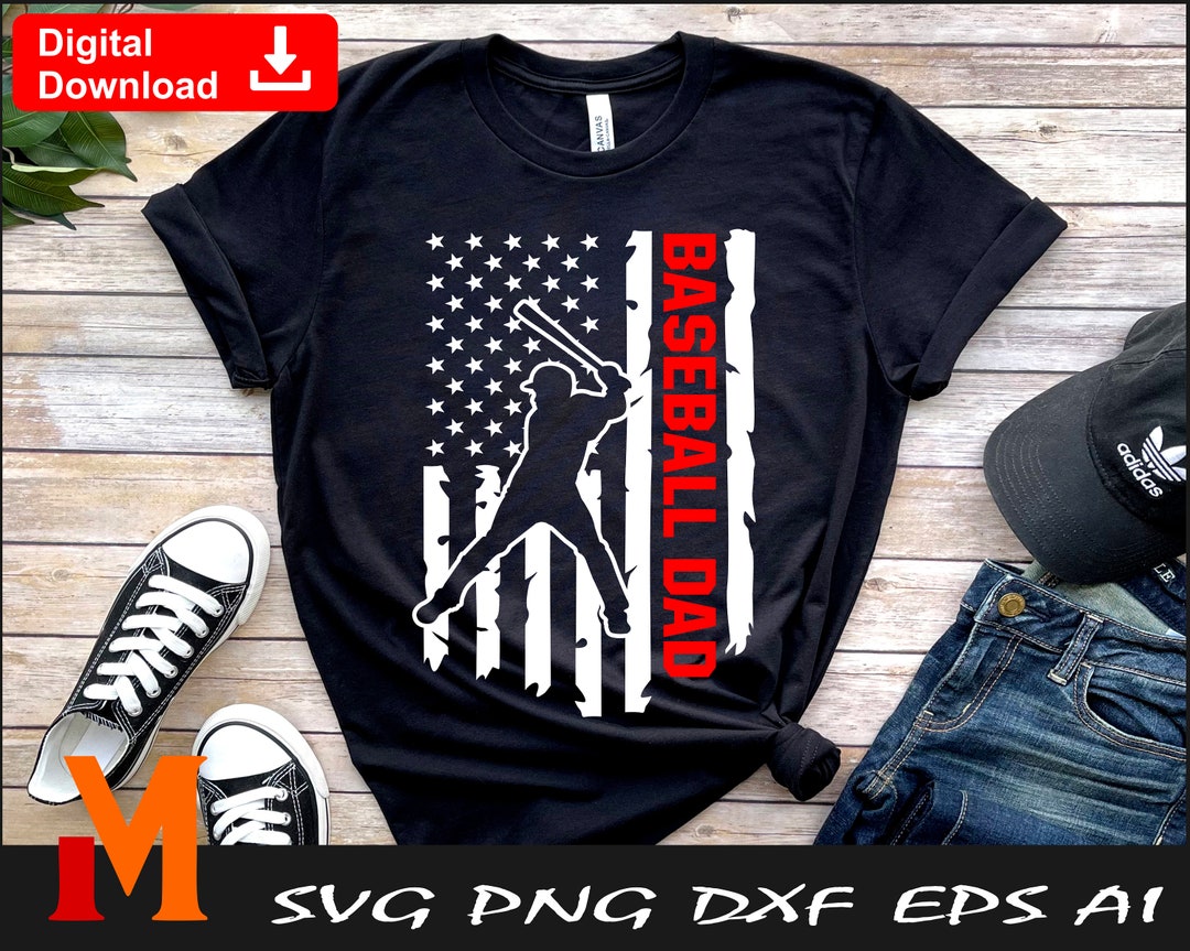 Baseball Dad Svg, Patriotic Distressed US Flag Svg, Baseball SVG - Cut ...