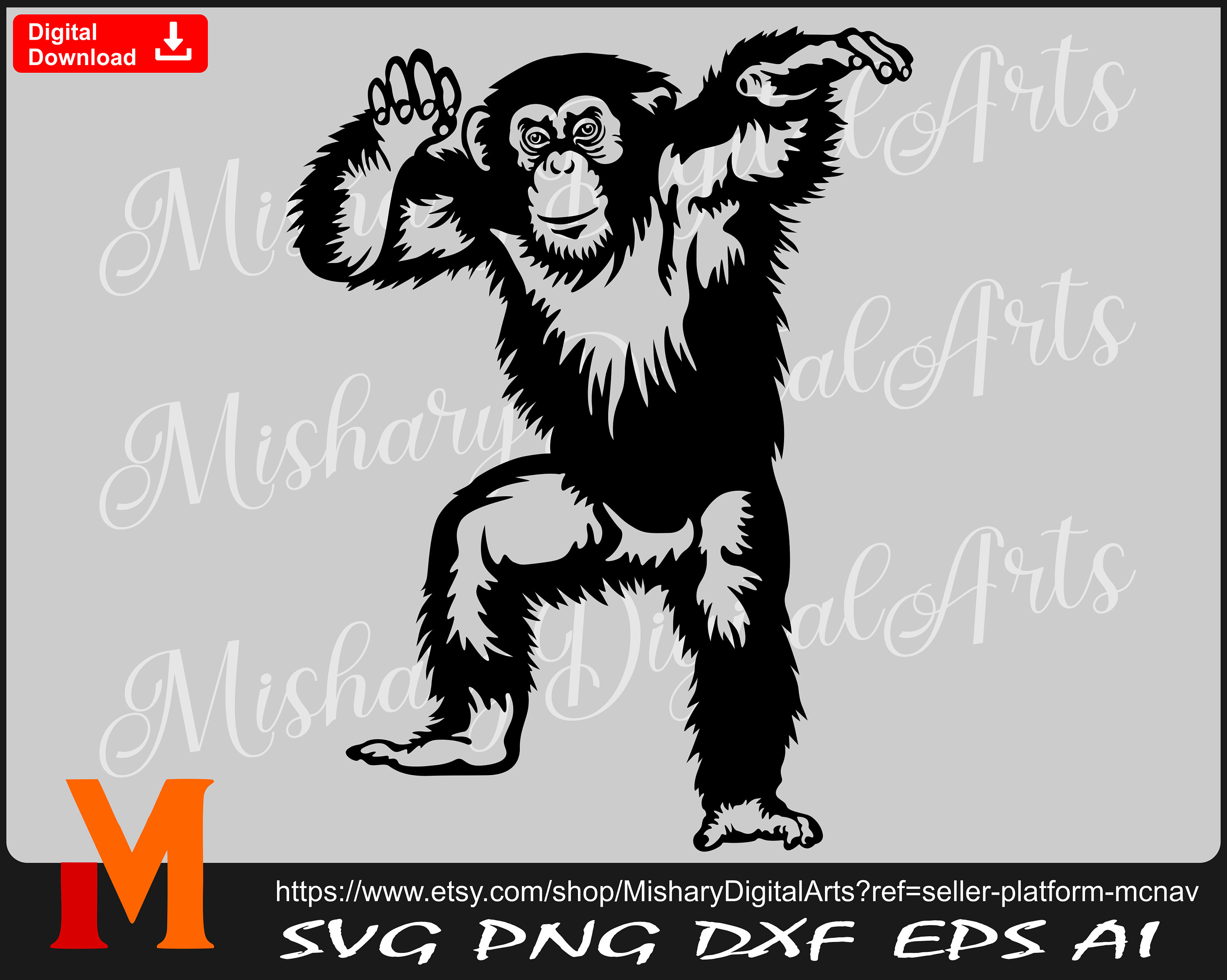 Dabbing Chimpanzee Svg Monkey Svg Chimpanzee Silhouette - Etsy