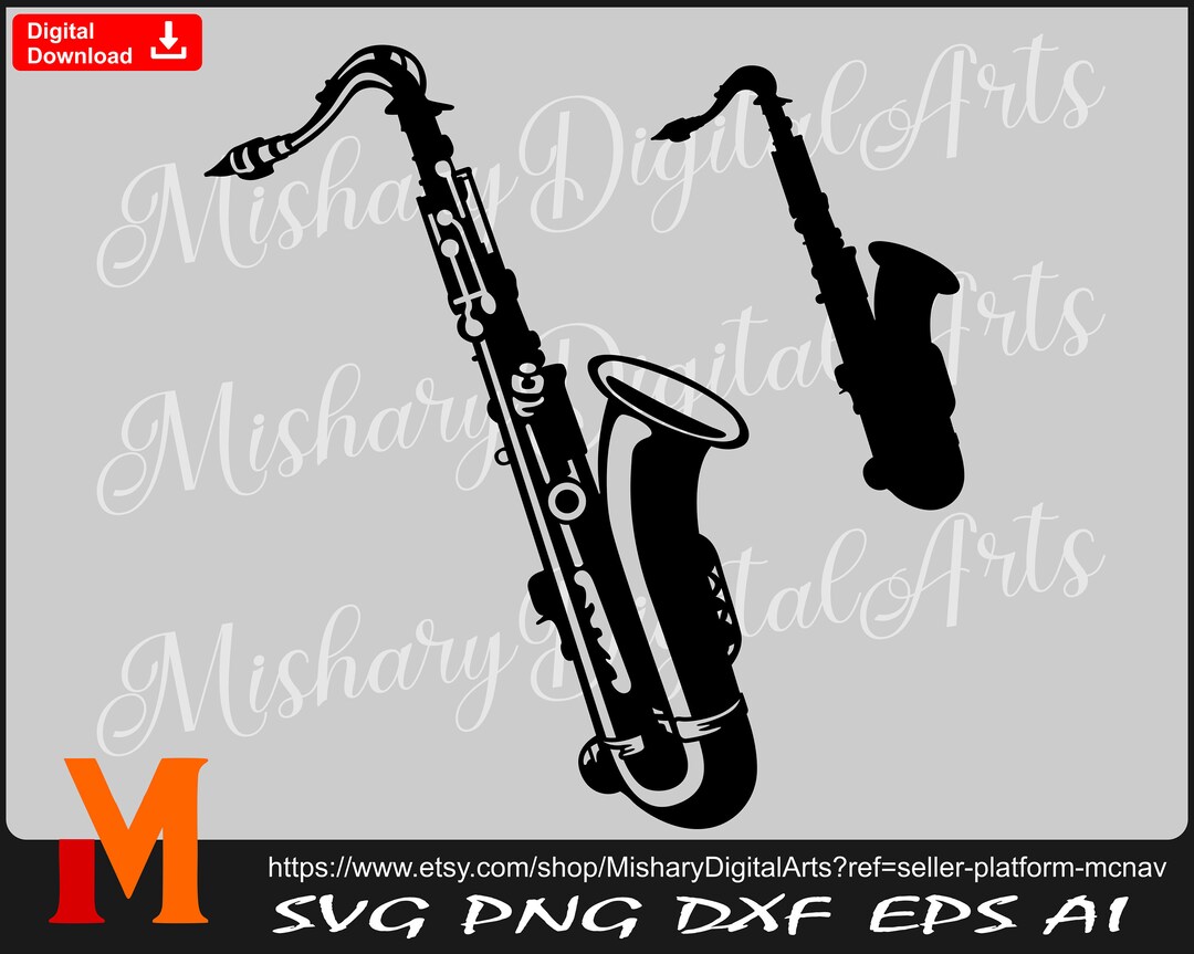 Saxophon Silhouette, Saxophon svg, Saxophone Clipart, Jazz Instrument ...