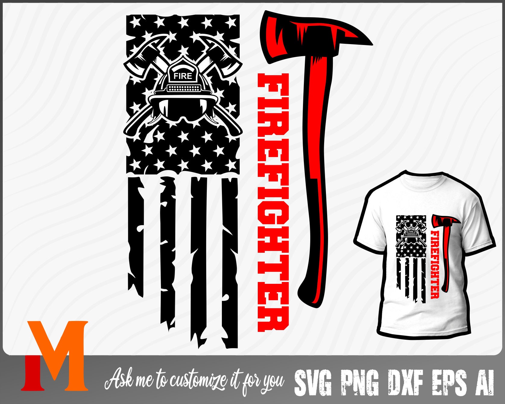 Cool Distressed US Flag Axe Firefighter Svg Headgear Svg - Etsy UK