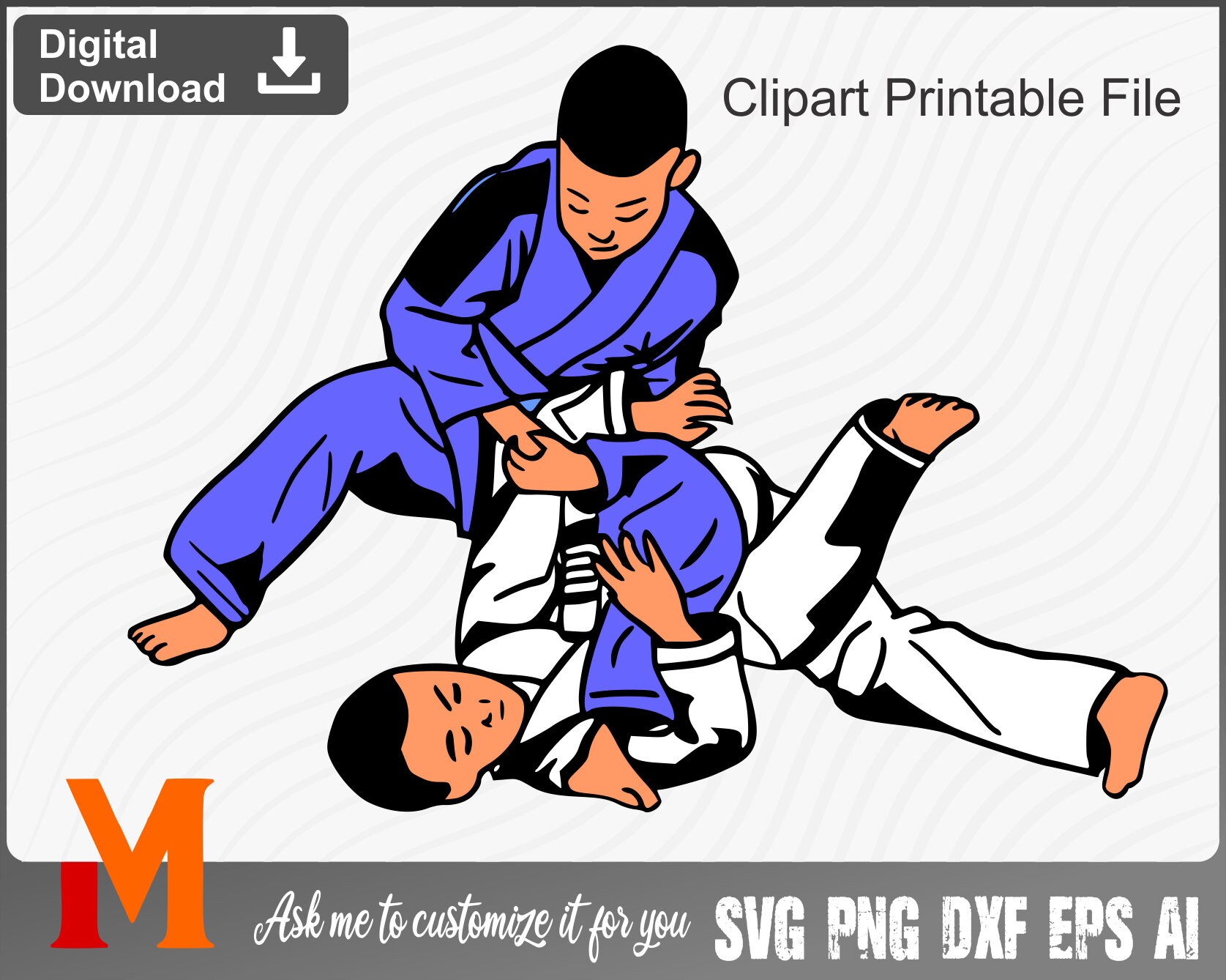 Jiu Jitsu Silhouette #2 Two, Jiu Jitsu Kid, Jiu Jitsu SVG, Martial Arts ...