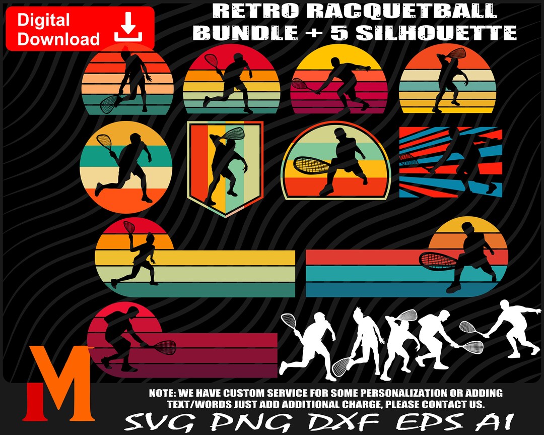 Retro Racquetball Bundle Svg, Racquetball Svg, Racquetball Svg ...