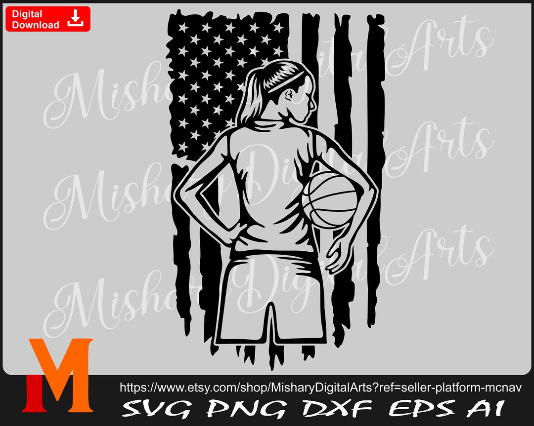Basketball Woman Svg, Basketball Girl Svg, Patriotic US Flag Basketball ...