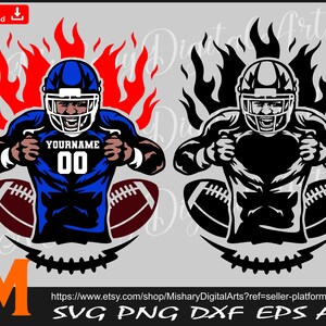 Strong Football Player on Fire Svg, Strong American Football Svg ...