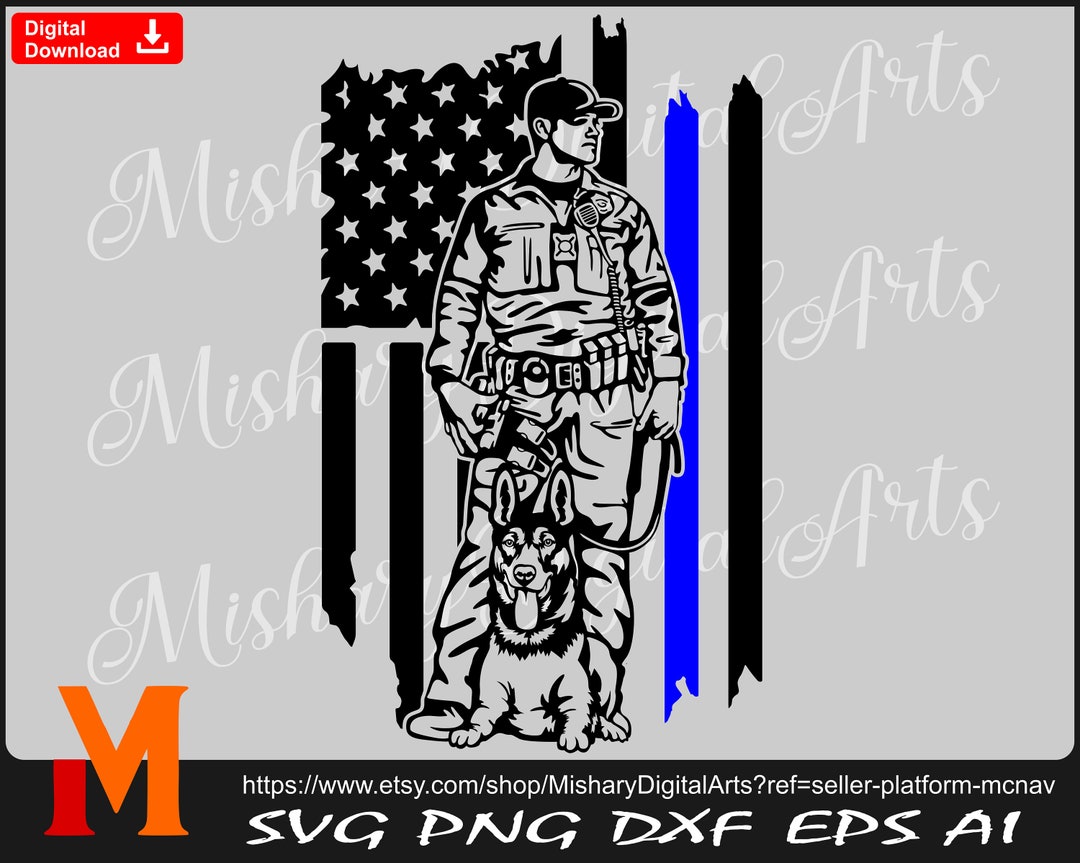 American K9 Unit Svg, Thin Blue Line Svg, K9 Handler Svg, Canine Svg ...