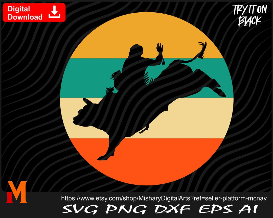 Retro Bull Riding, Cowboy, Riding, Rider PNG, DXF, Cricut, CNC, Vinyl ...
