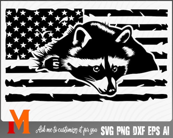Patriotic US Flag Cute Raccoon Face Raccoon SVG Raccoon - Etsy