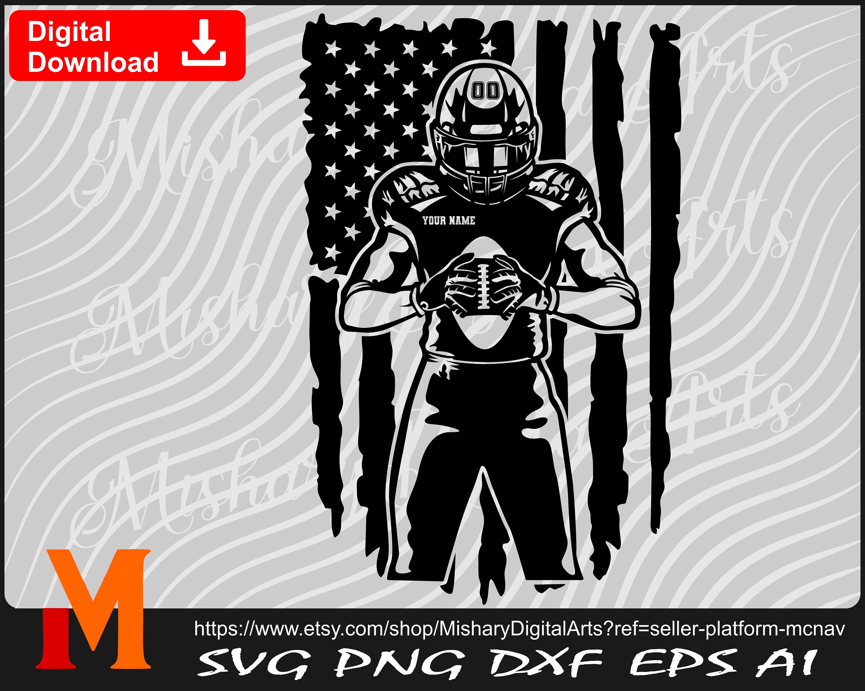 American Football Svg Football Player Svg Football Name Svg - Etsy