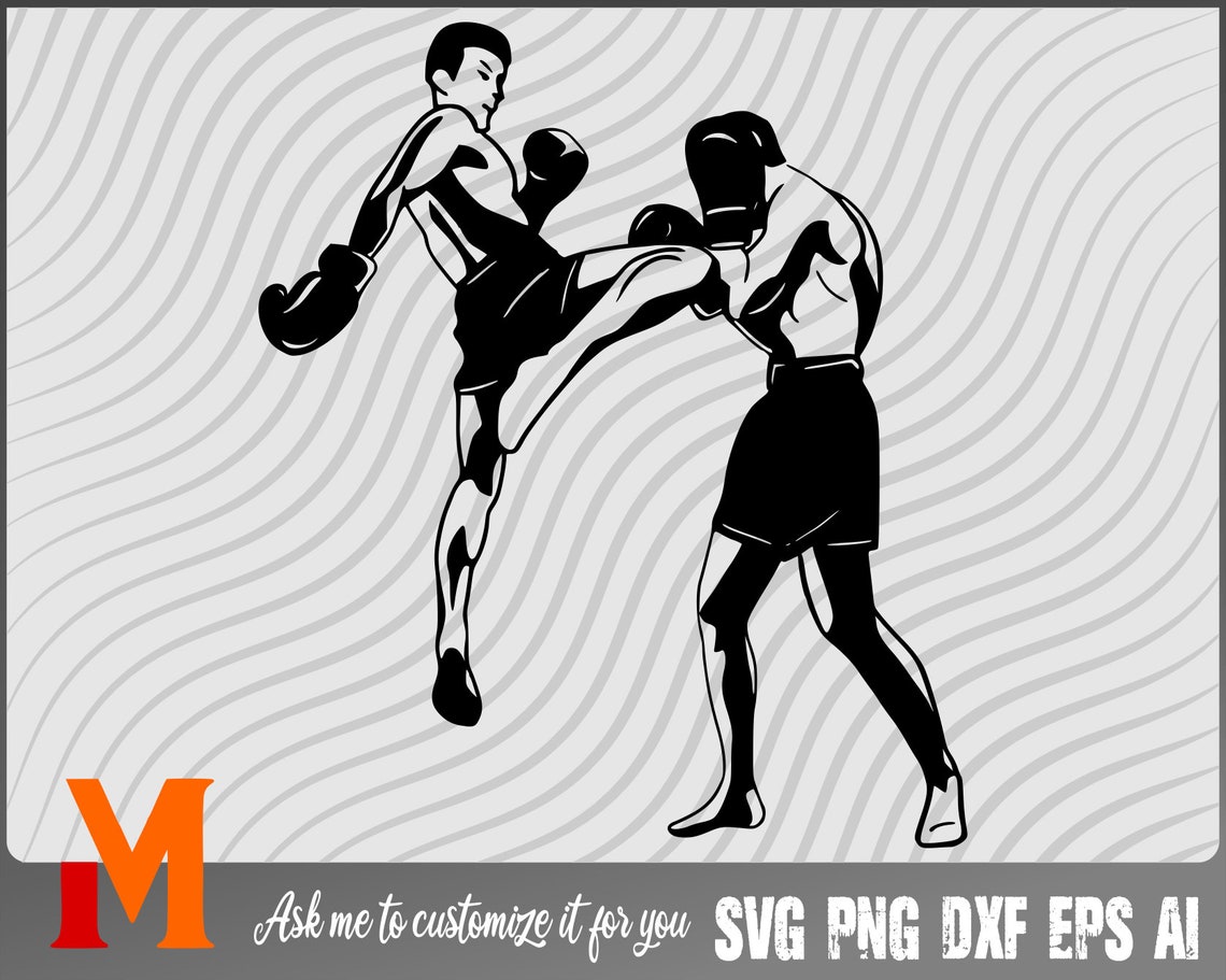 Silhouette 2 Muay Thai SVG Fighters Svg Opponent Svg | Etsy