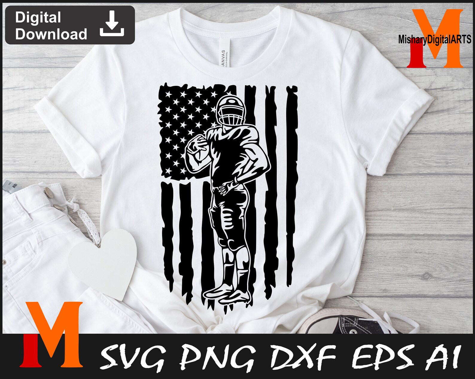 Patriotic US Flag Football Player Svg American Football Svg - Etsy