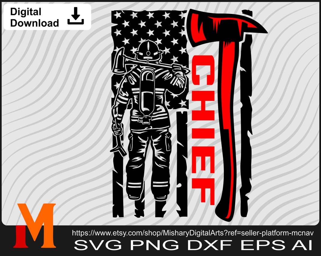 Patriotic Distressed US Flag Chief, American Flag Svg, Firefighter Svg ...