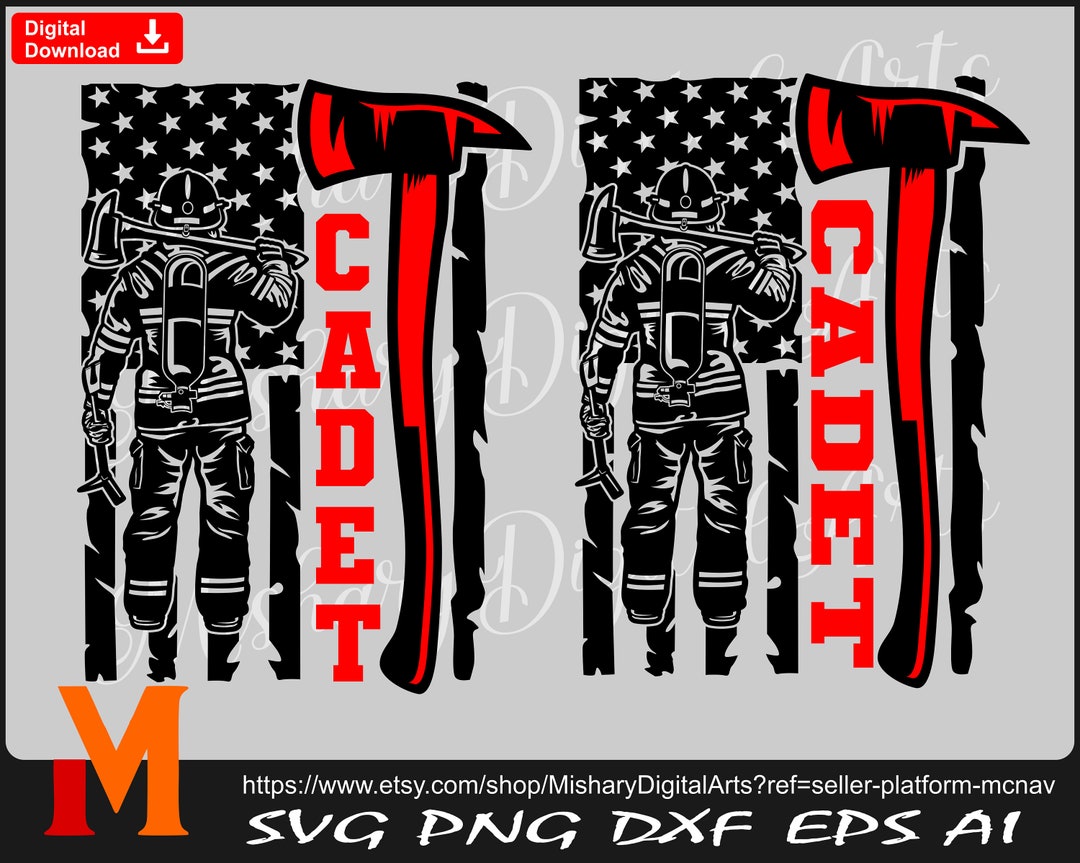 Cadet Firefighter Svg, Patriotic Distressed US Flag , American Flag Svg ...
