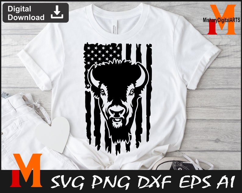 Patriotic Usa Flag Svg Bison Svg Buffalo Svg Bison Vector - Etsy