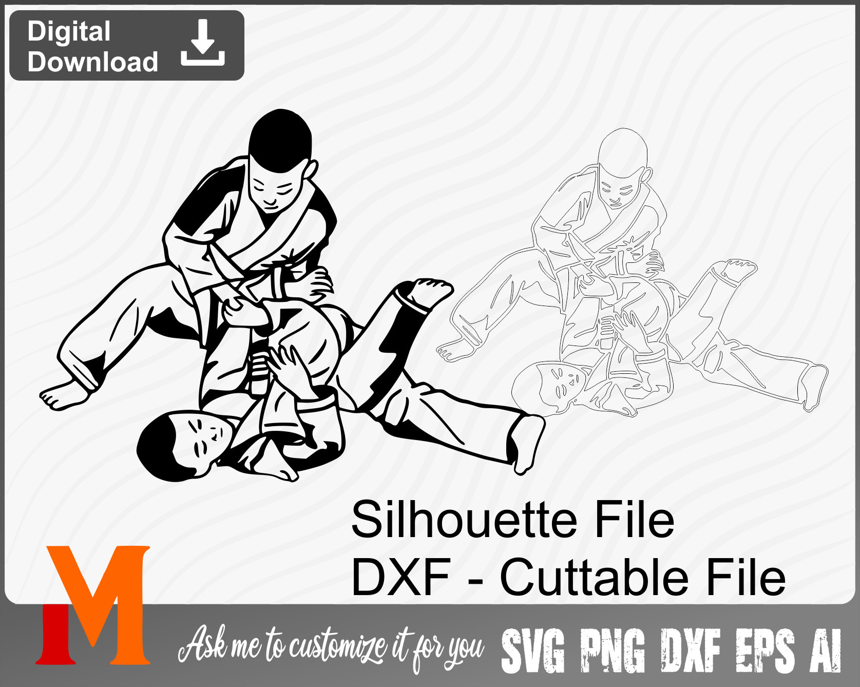 Jiu Jitsu Silhouette #2 Two, Jiu Jitsu Kid, Jiu Jitsu SVG, Martial Arts ...