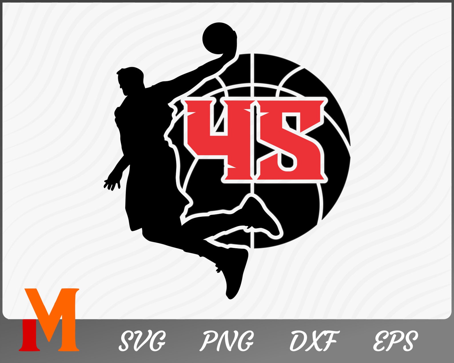 Jersey Number 45 Basketball SVG Basketball Cut File Png | Etsy