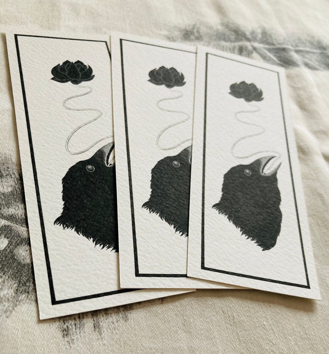 Crow Lotus Bookmark / Book Lover Gift - Etsy