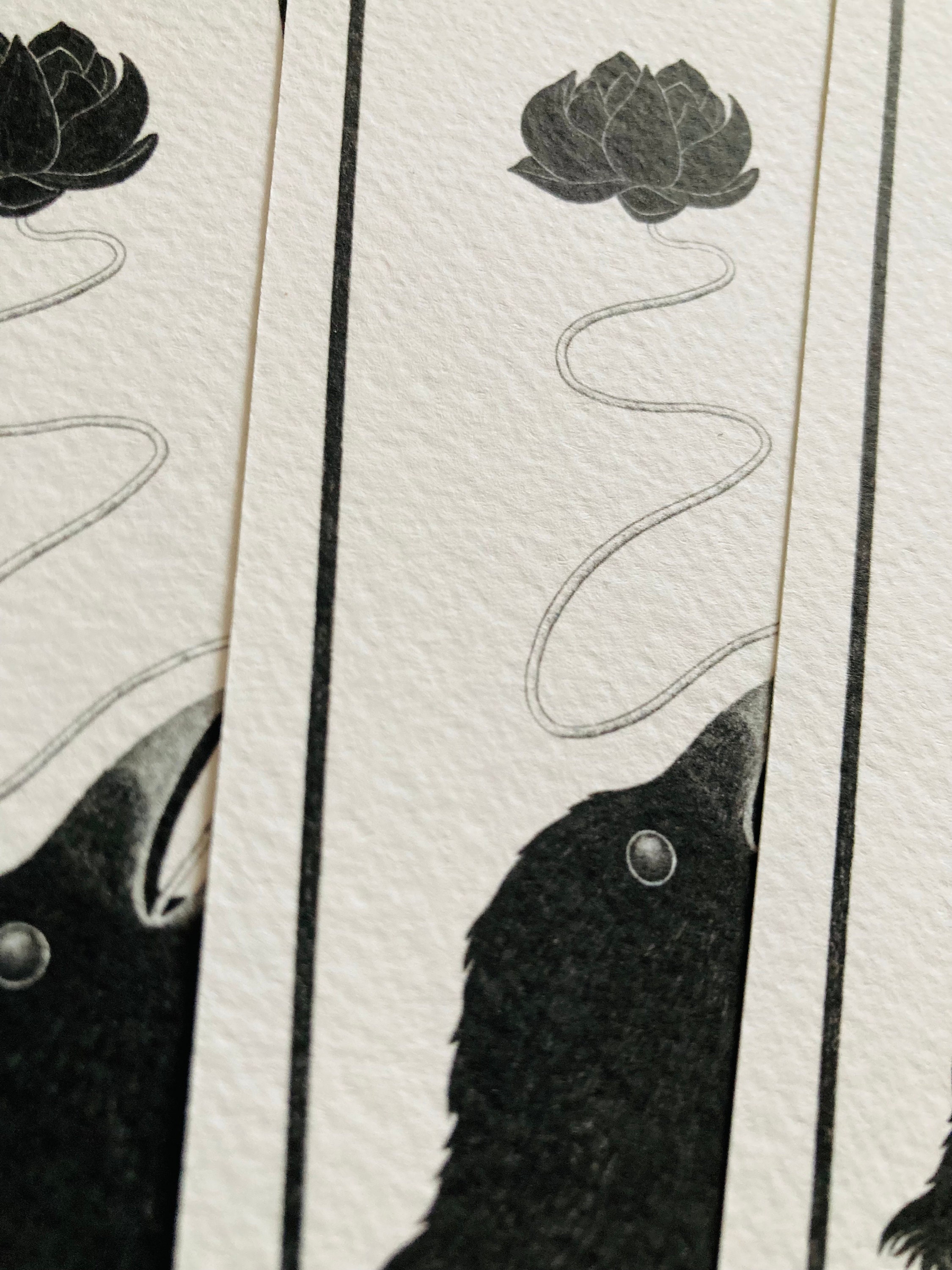 Crow Lotus Bookmark / Book Lover Gift - Etsy UK