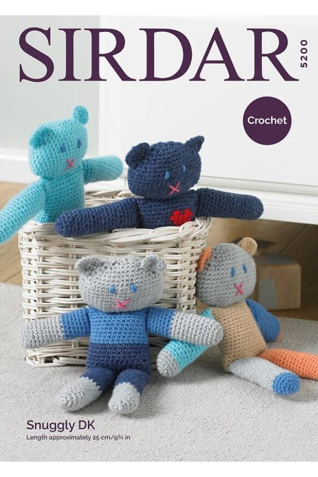 Sirdar 5200 Crochet Pattern: Teddy Bear Toys, DK, Length 25cm - Etsy