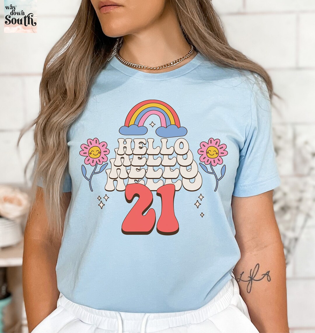 Retro 21st Birthday Shirt, Hello 21 Tee, 21st Birthday Party, 21st ...