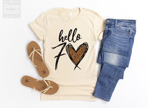 Hello 70 T-Shirt Leopard Print 70 th Birthday Tee Shirt 70 | Etsy