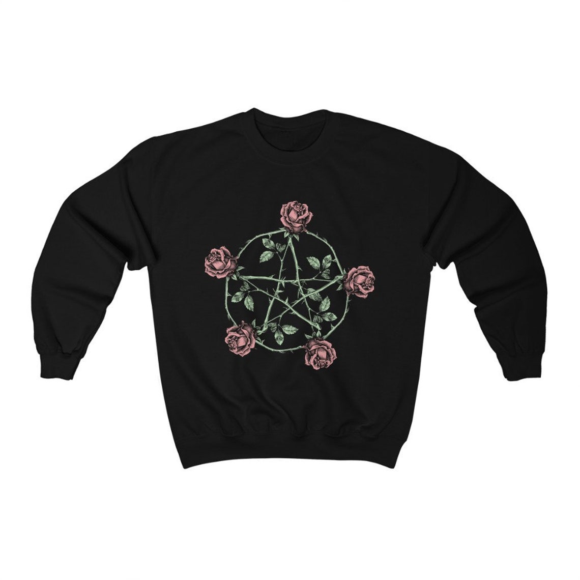 Gothic Pentagram Rose Sweatshirt – Pastel Goth Clothing - Etsy