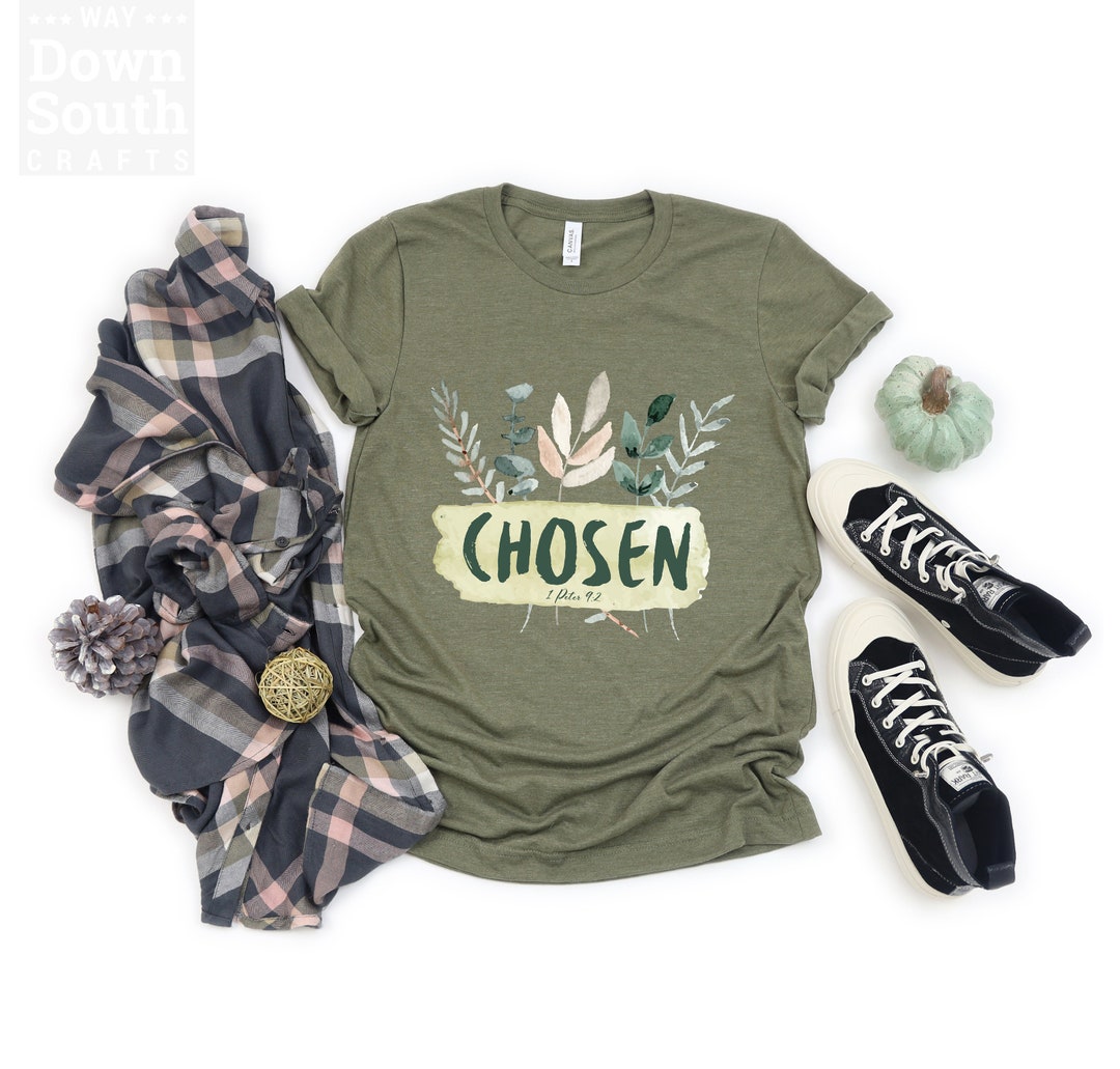 Chosen Shirt, Christian T Shirt for Women, Cute Scripture Shirt, Floral ...