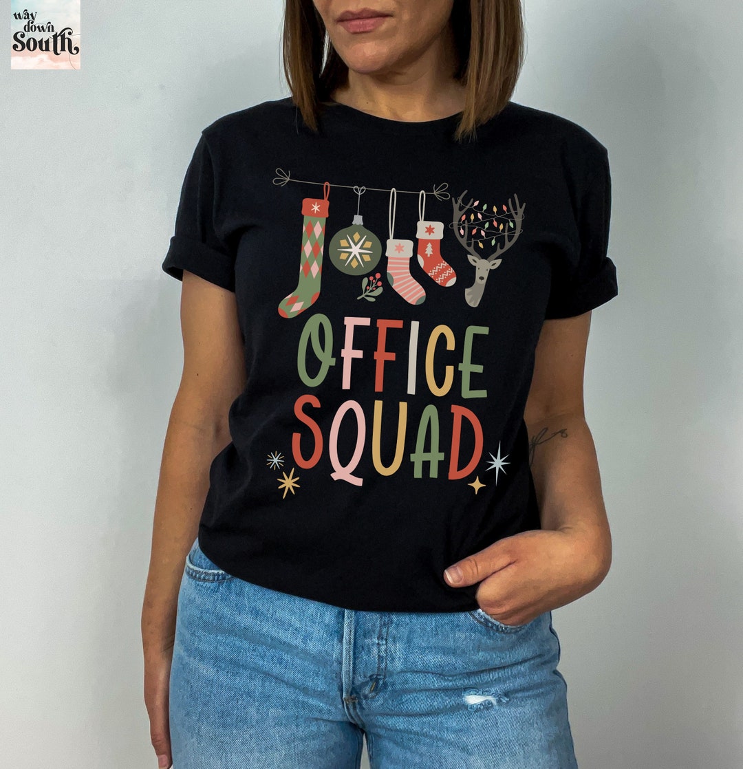 Jolly Office Squad Shirt, Cute Office Party Christmas Tshirts, Team ...