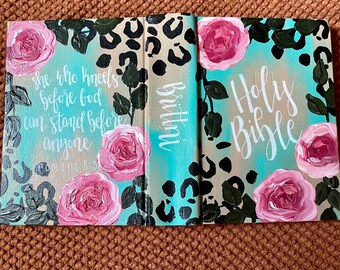 Turquoise Hand Painted Bible - Etsy