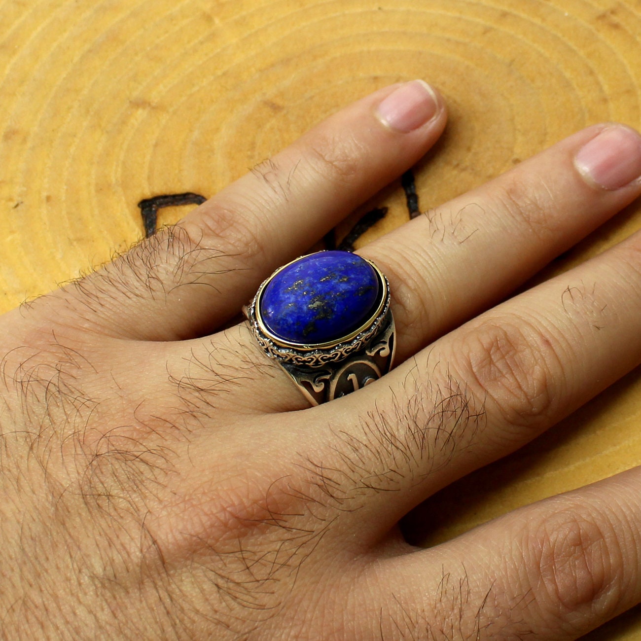 Man Lapis Lazuli Ring Ottoman Style Lapis Ring Blue Lapis - Etsy