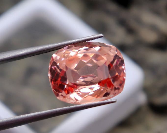 Genuine Padparadscha Sapphire Loose Stone 9.2CT Cushion Cut Certified ...