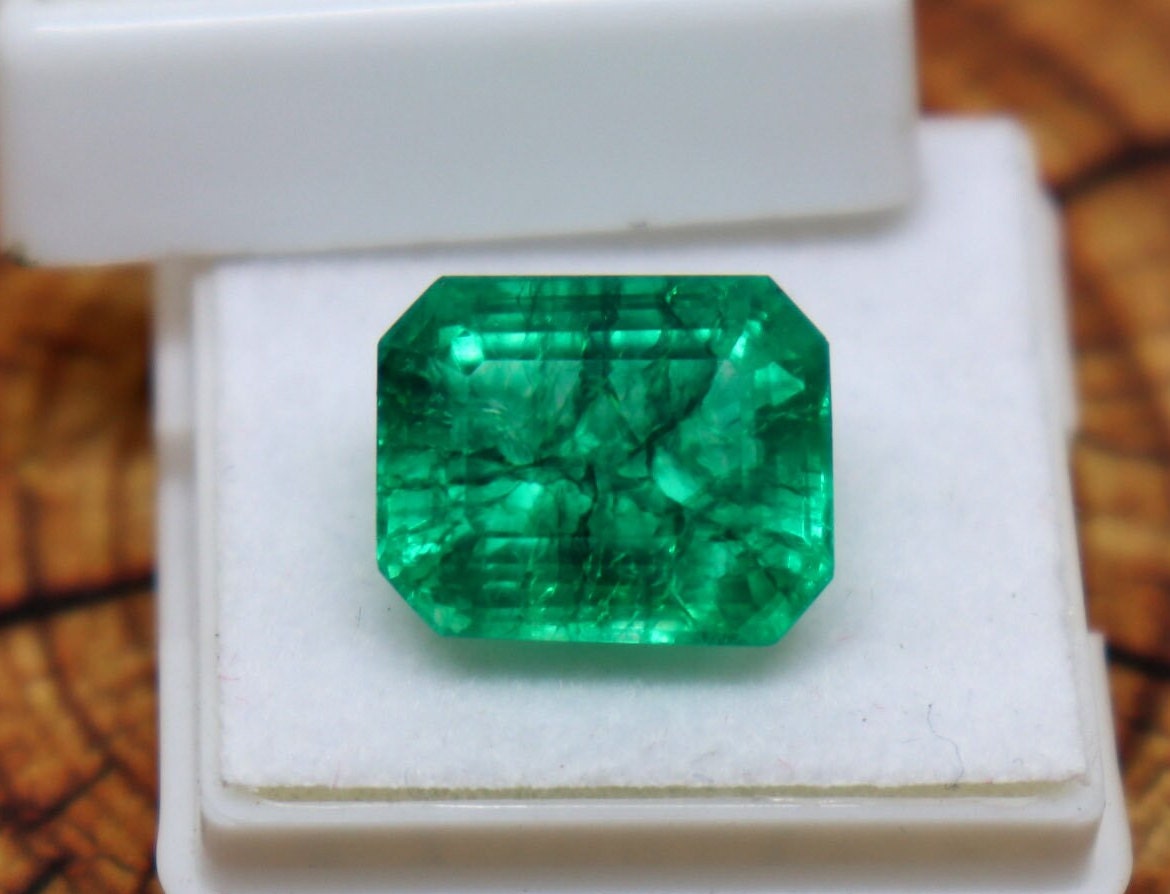 Natural Green Emerald Colombian Stone 9ct Emerald Cut Certified Emerald ...