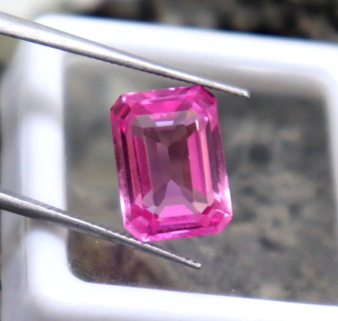 6.15CT 11.2x8x5.4mm Step Cut Emerald Shape Sapphire Pink Gemstone ...