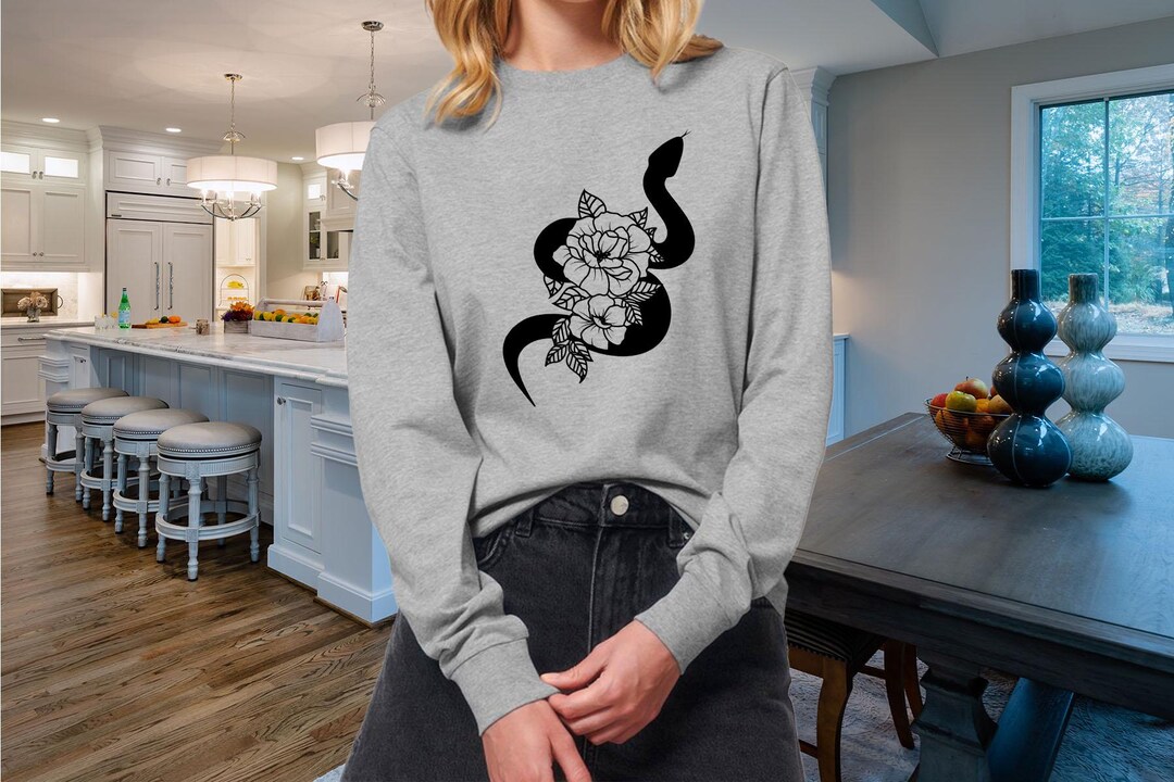 Flowers Snake Sweatshirt, Snake Sweatshirt, Rose Flowers Pullover ...
