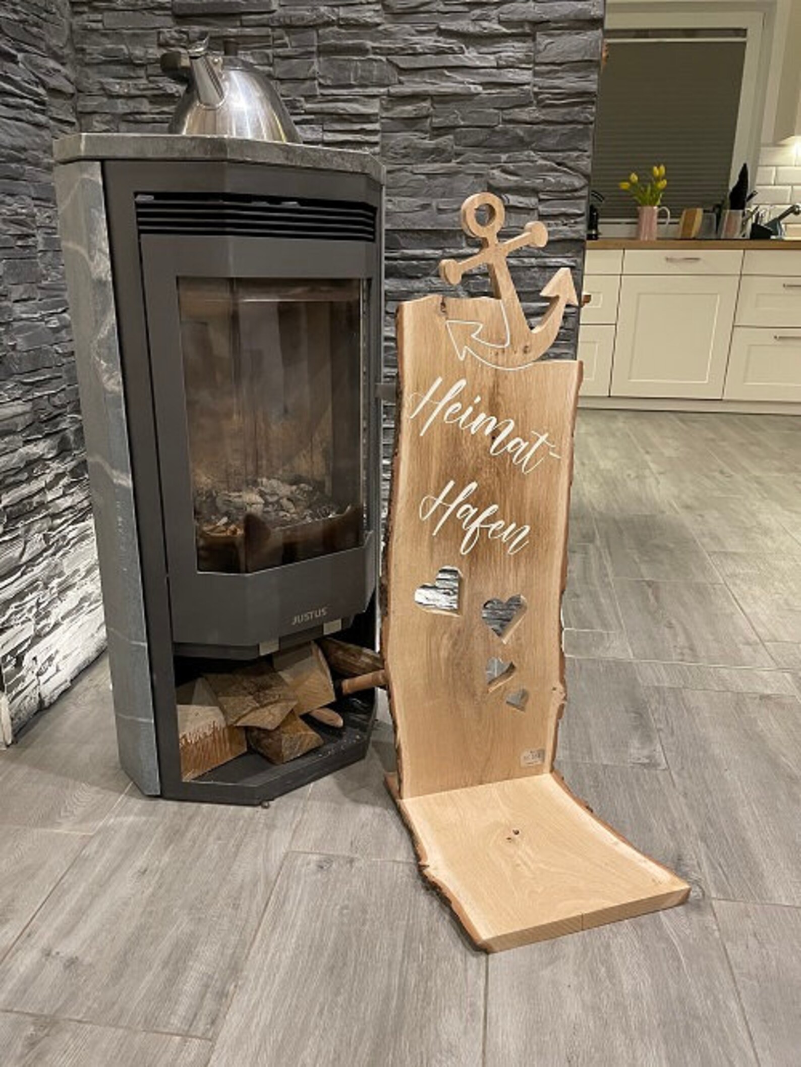 Welcome stand wooden display with hearts entrance sign Warm | Etsy