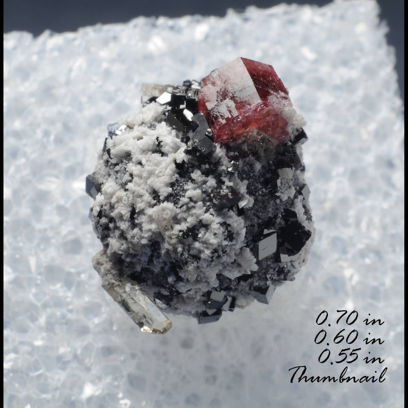 Rare Red Beryl Perched on a Garnet Replaced (pseudomorphed) Hematite ...