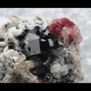 Rare Red Beryl Perched on a Garnet Replaced (pseudomorphed) Hematite ...