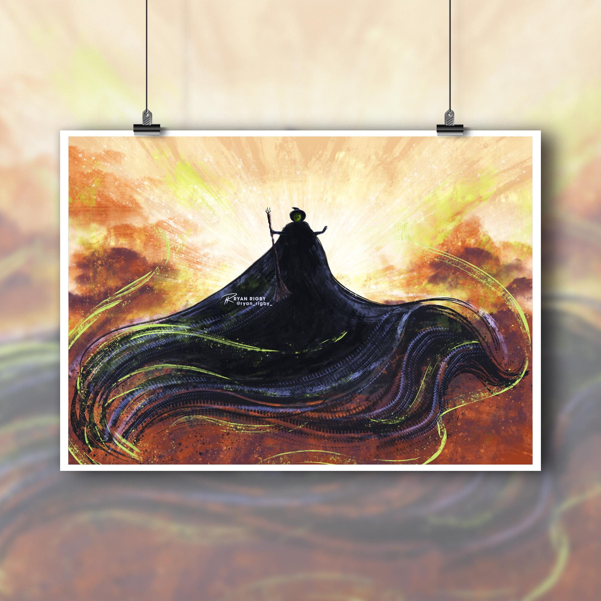 Wicked Defying Gravity Elphaba Art Print Cynthia Erivo Poster Painting ...