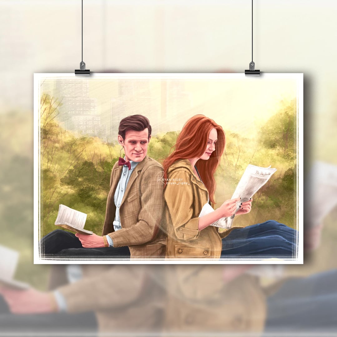 Eleventh Doctor and Amy Pond New York Illustration Doctor Who Art Print ...