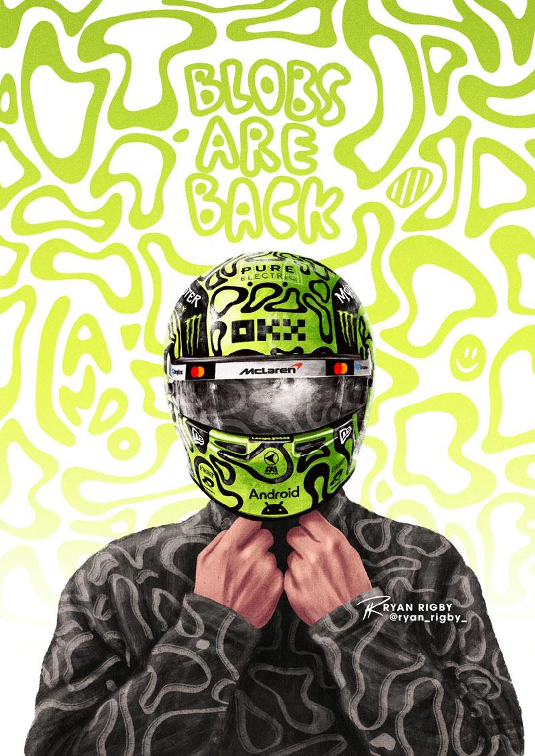 Lando Norris Blobs Are Back 2025 Season Grand Prix Art Print - Formula ...