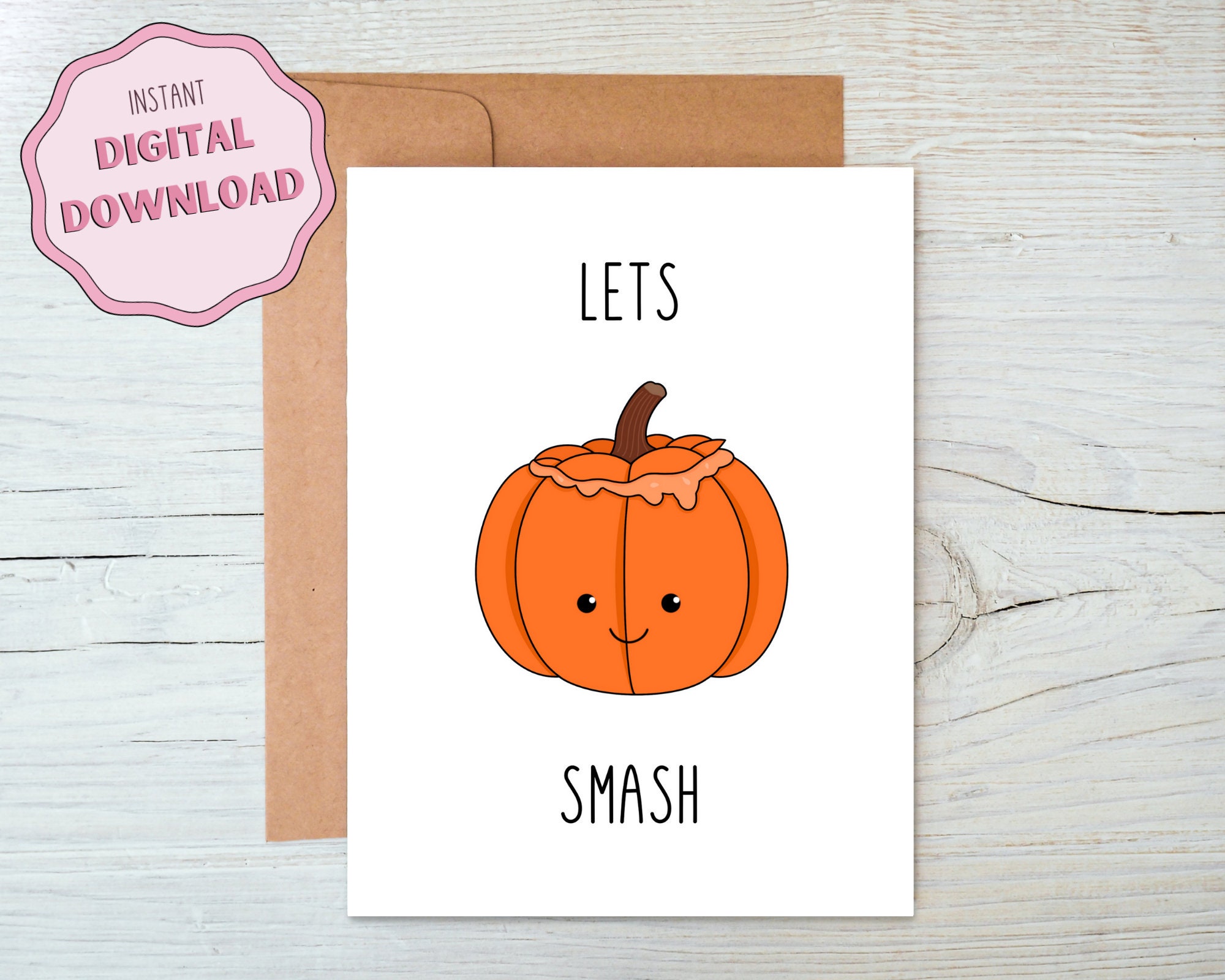 Printable Lets Smash Card, 5x7 Funny and Cute Pun Instant Digital ...
