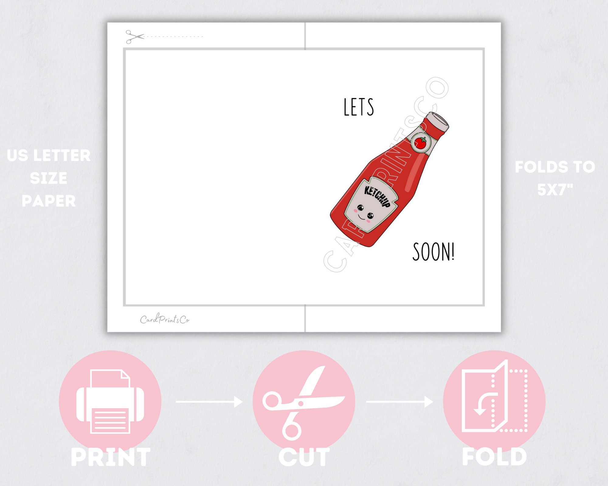 Printable Lets Ketchup Soon Card 5x7 Friendship Lets Catch - Etsy