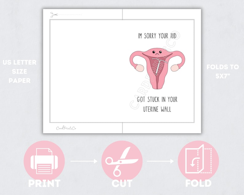 Printable I'm Sorry Your IUD Got Stuck in Your Uterine Wall Card, Cute ...