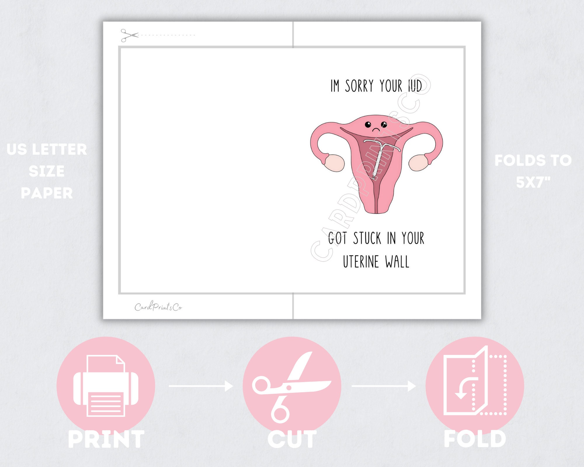 Printable I'm Sorry Your IUD Got Stuck in Your Uterine Wall Card, Cute ...