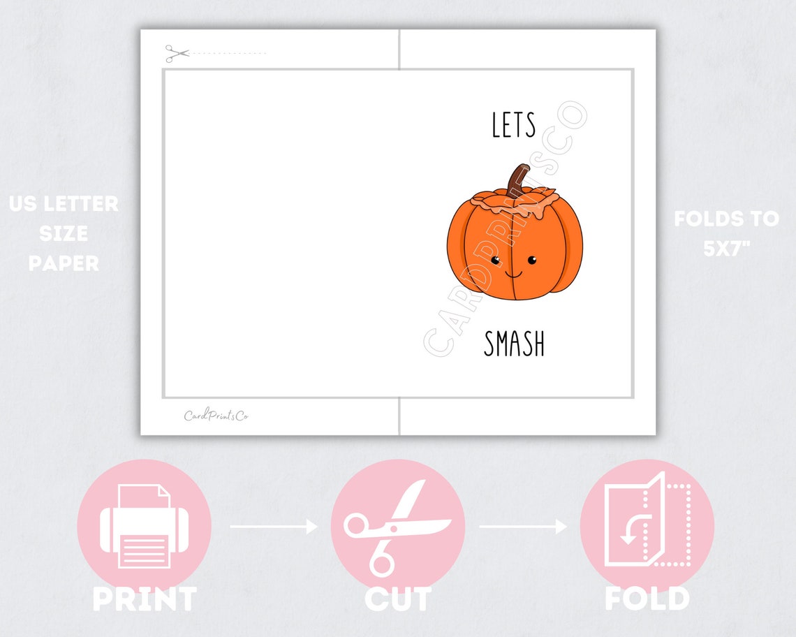 Printable Lets Smash Card, 5x7 Funny and Cute Pun Instant Digital ...