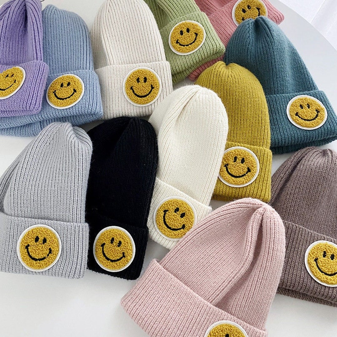 Smiling Face Warm Knitted Hatcute Casual Beanie Hat for - Etsy
