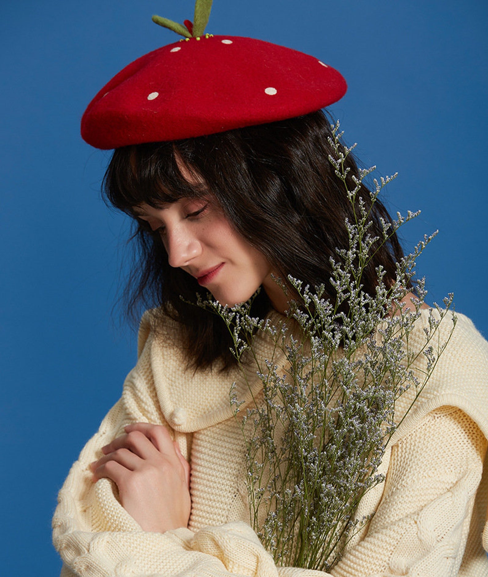 Red Hat Strawberry Beret Vintage Artist Painter Hat Women - Etsy