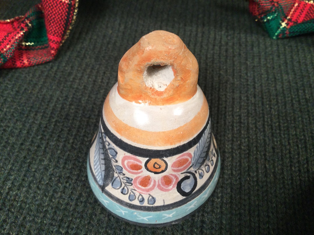 Hand Painted Mexican Folk Art Pottery Bell Made in Tonala Mexico - Etsy