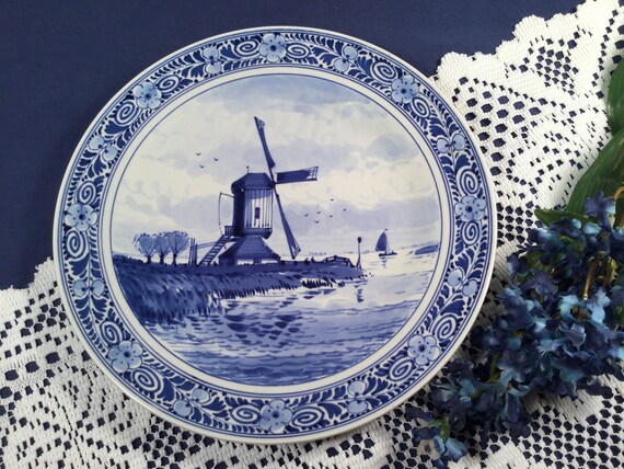 Antique Delft Blue Dutch windmill plate Art & Collectibles Collectibles ...
