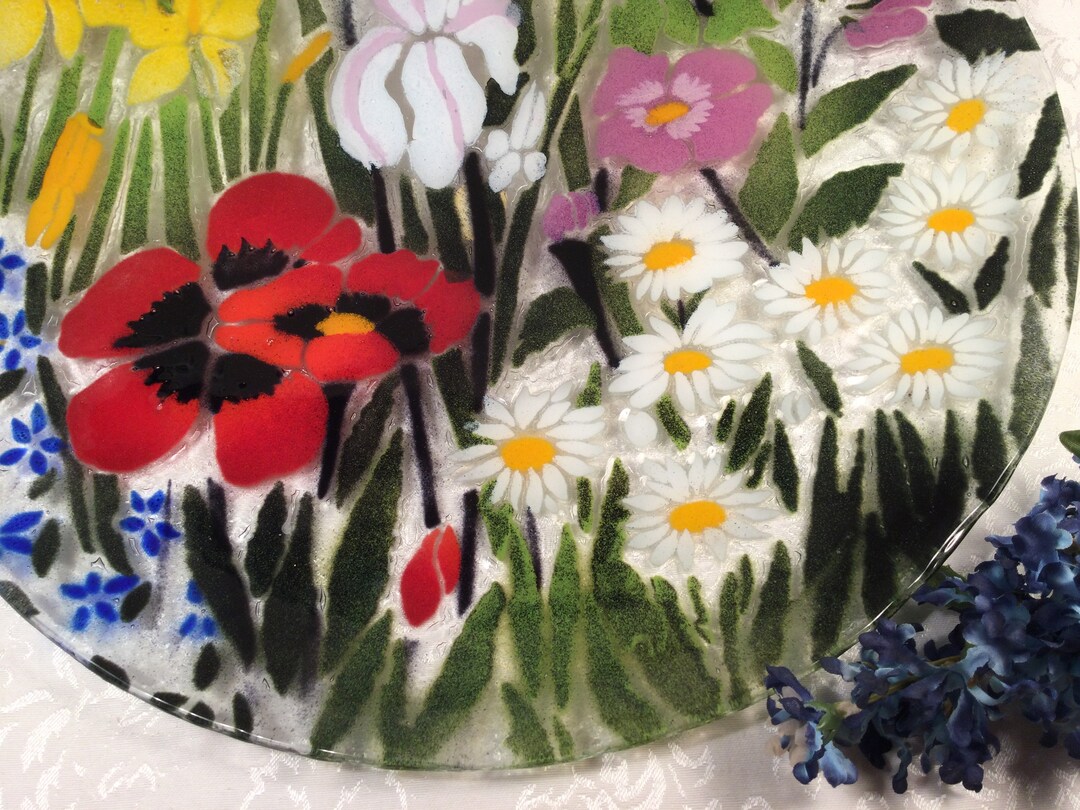 Rare Victor Palumbo Hand Made St Luke Large Fused Glass Floral Tray - Etsy