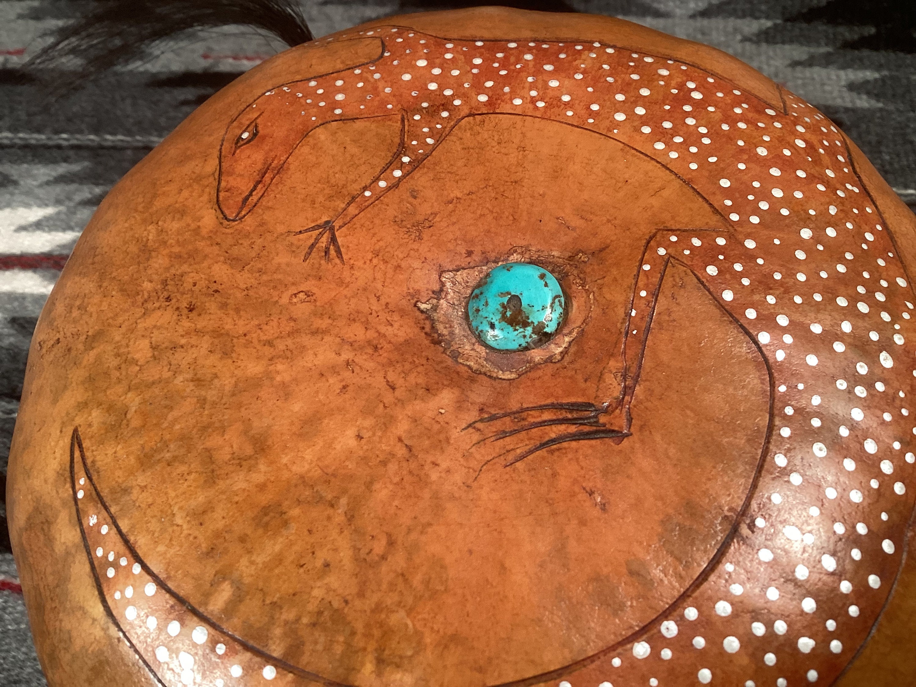 Highly Detailed Unique Native American Gourd Rattle by Artist D. R ...